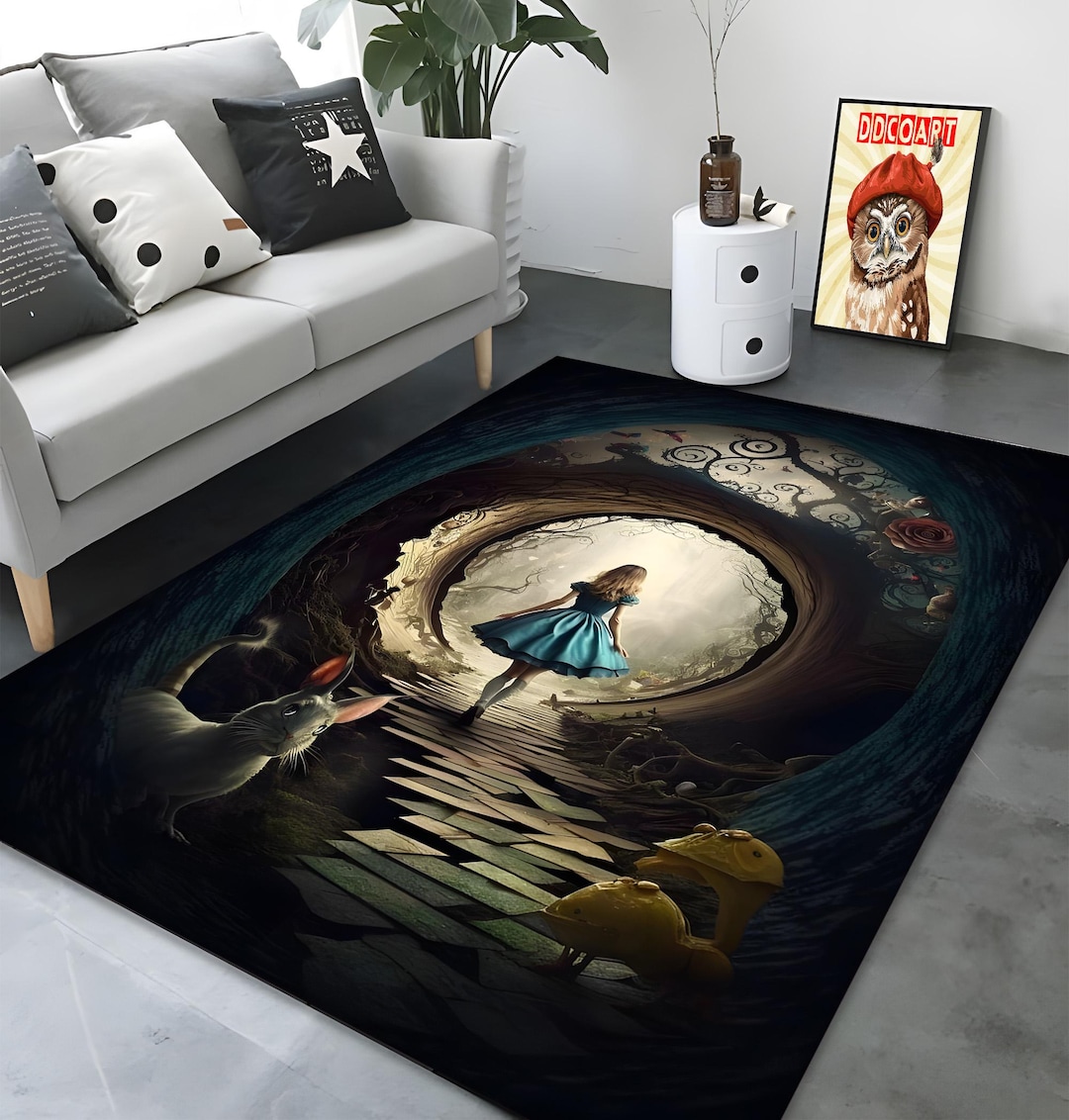 Alice in Wonderland Fantasy Area Rug, Customizable Mad Hatter ...