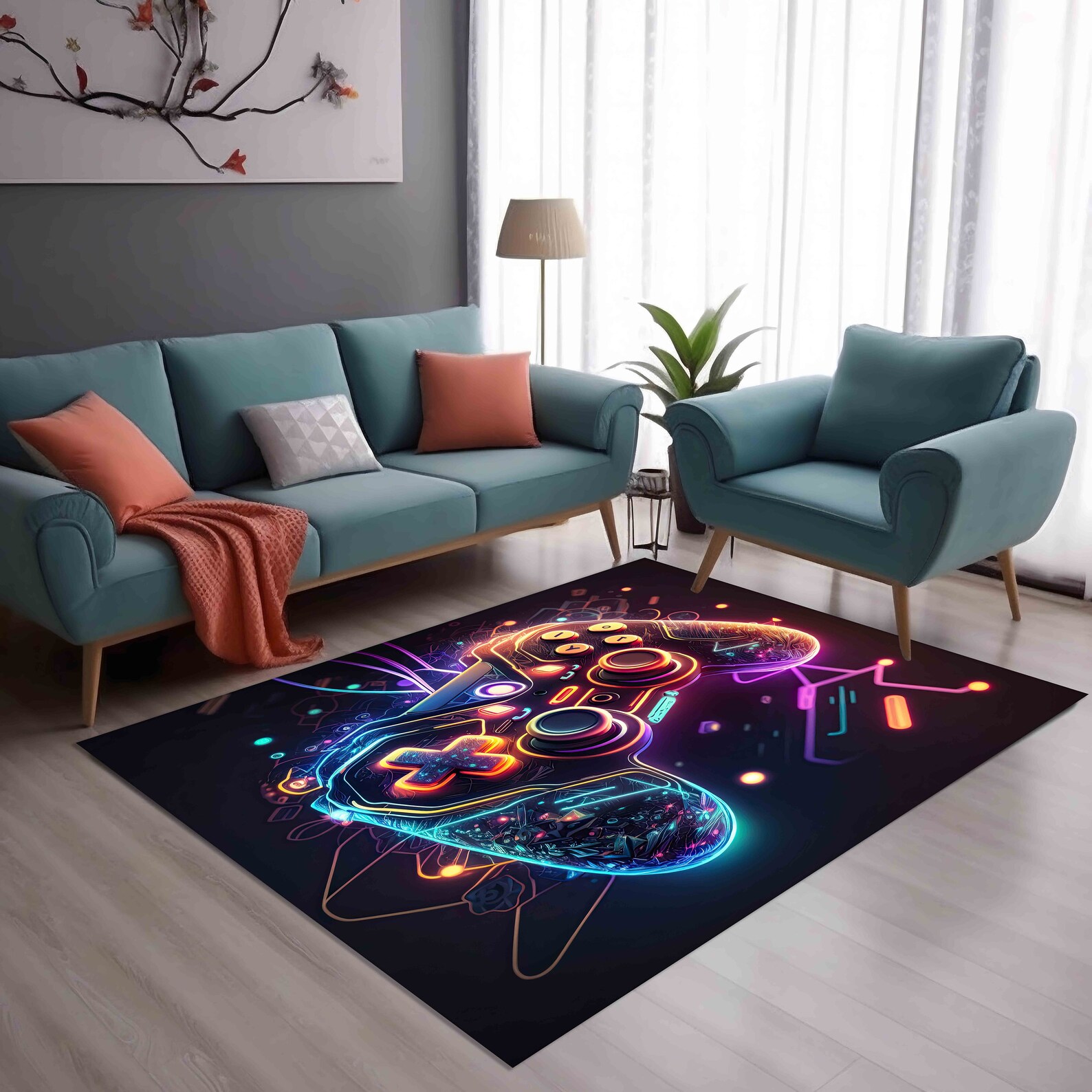 Gamer Rug, Game Room Rug, Gaming Rug, Joysticks Rug, Populer Rug, Gift ...