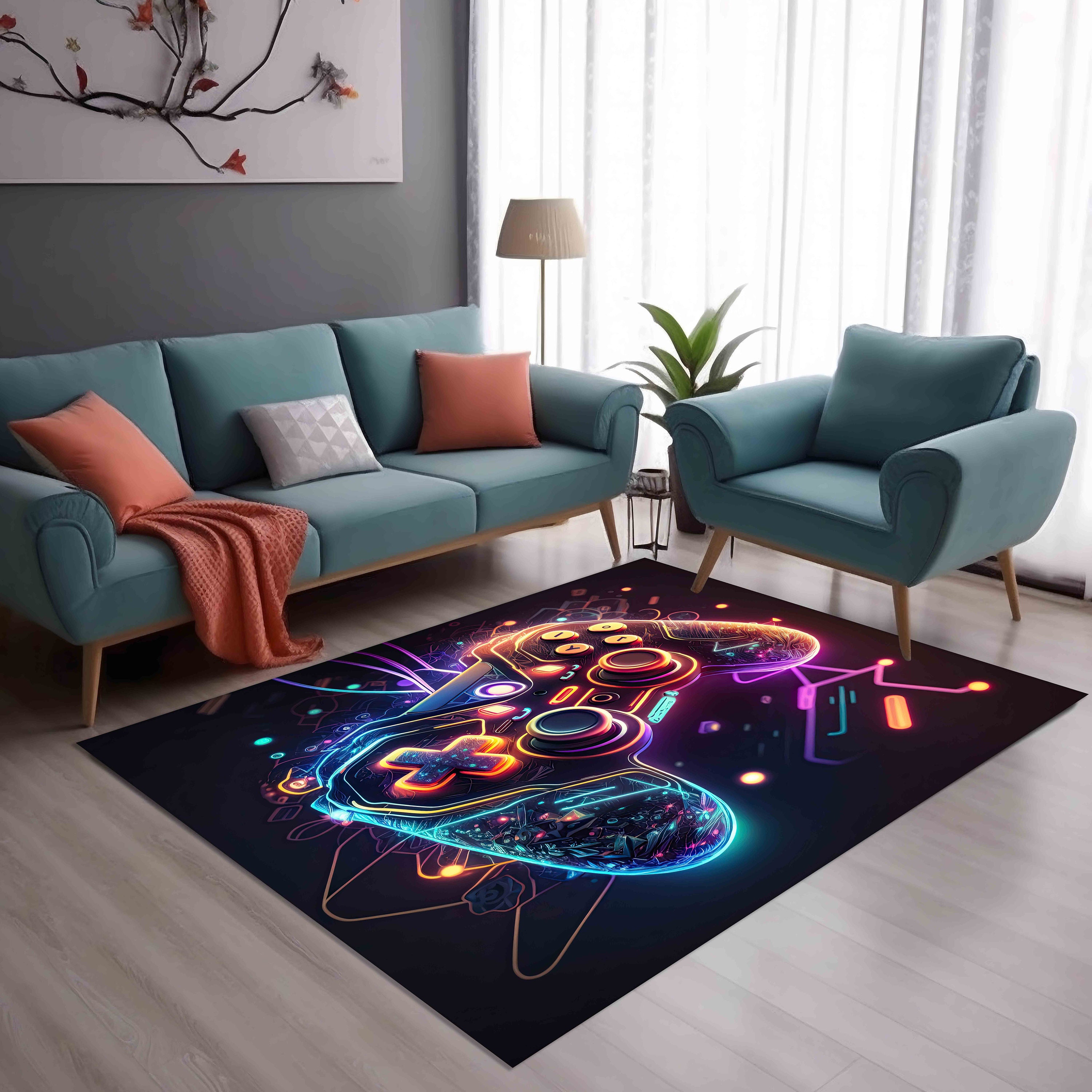 Gamer Rug, Game Room Rug, Gaming Rug, Joysticks Rug, Populer Rug, Gift ...