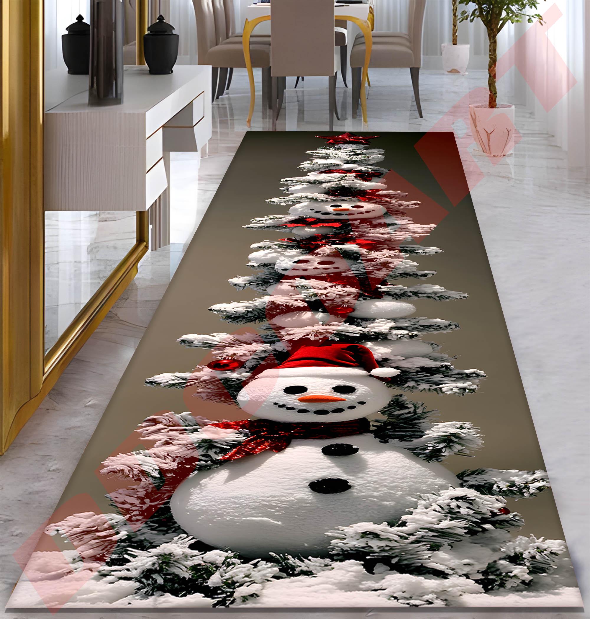 Snowman Mosaic Runner Rug: Winter Holiday Entryway Mat - Etsy