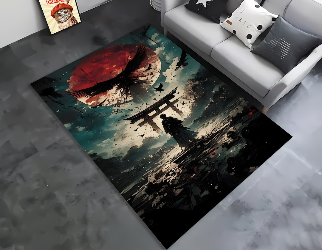 Samurai Rug, Japan Themed Rug, Japan Rug, Home Decor Rug, Living Room ...