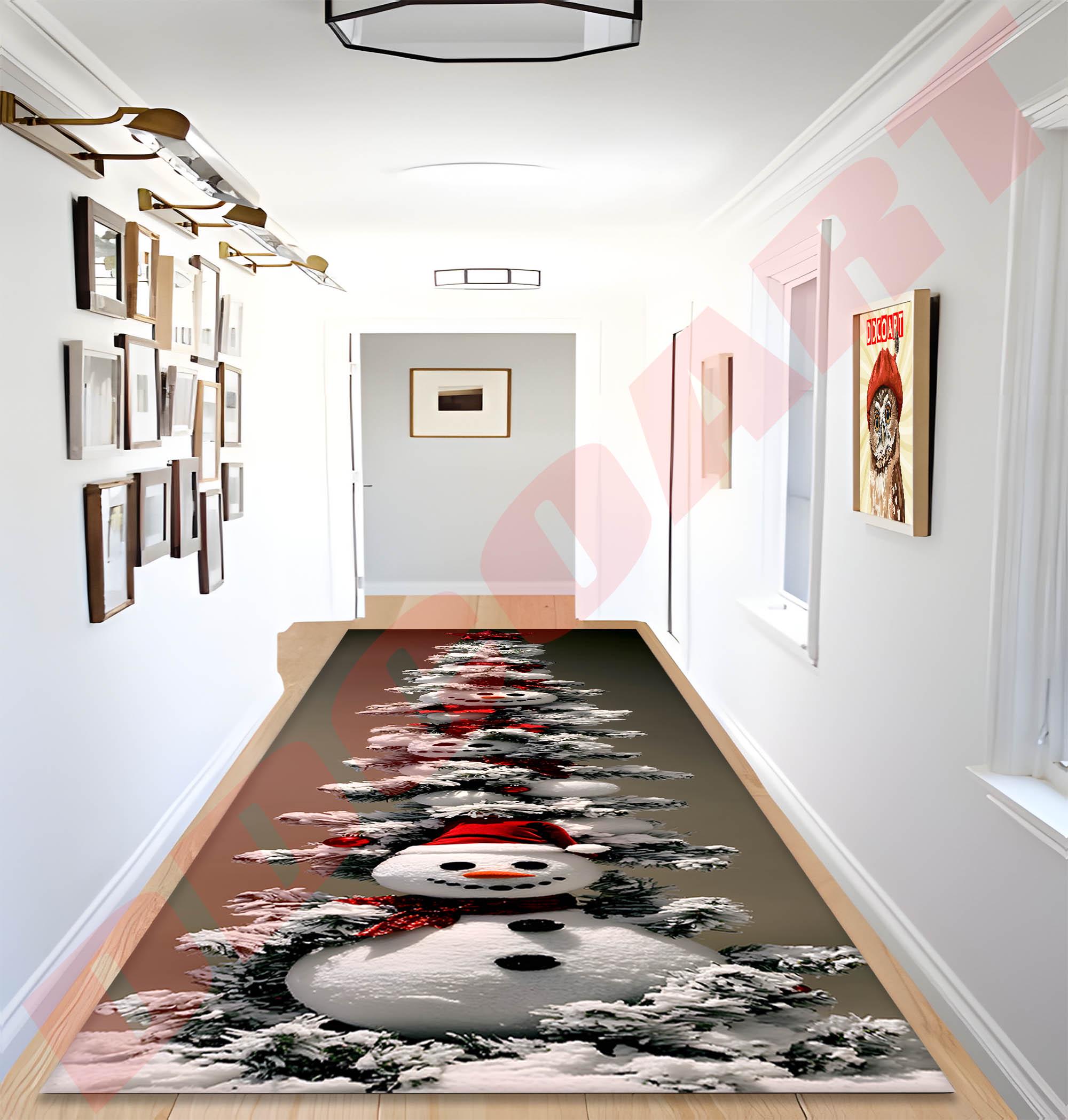 Snowman Mosaic Runner Rug: Winter Holiday Entryway Mat - Etsy
