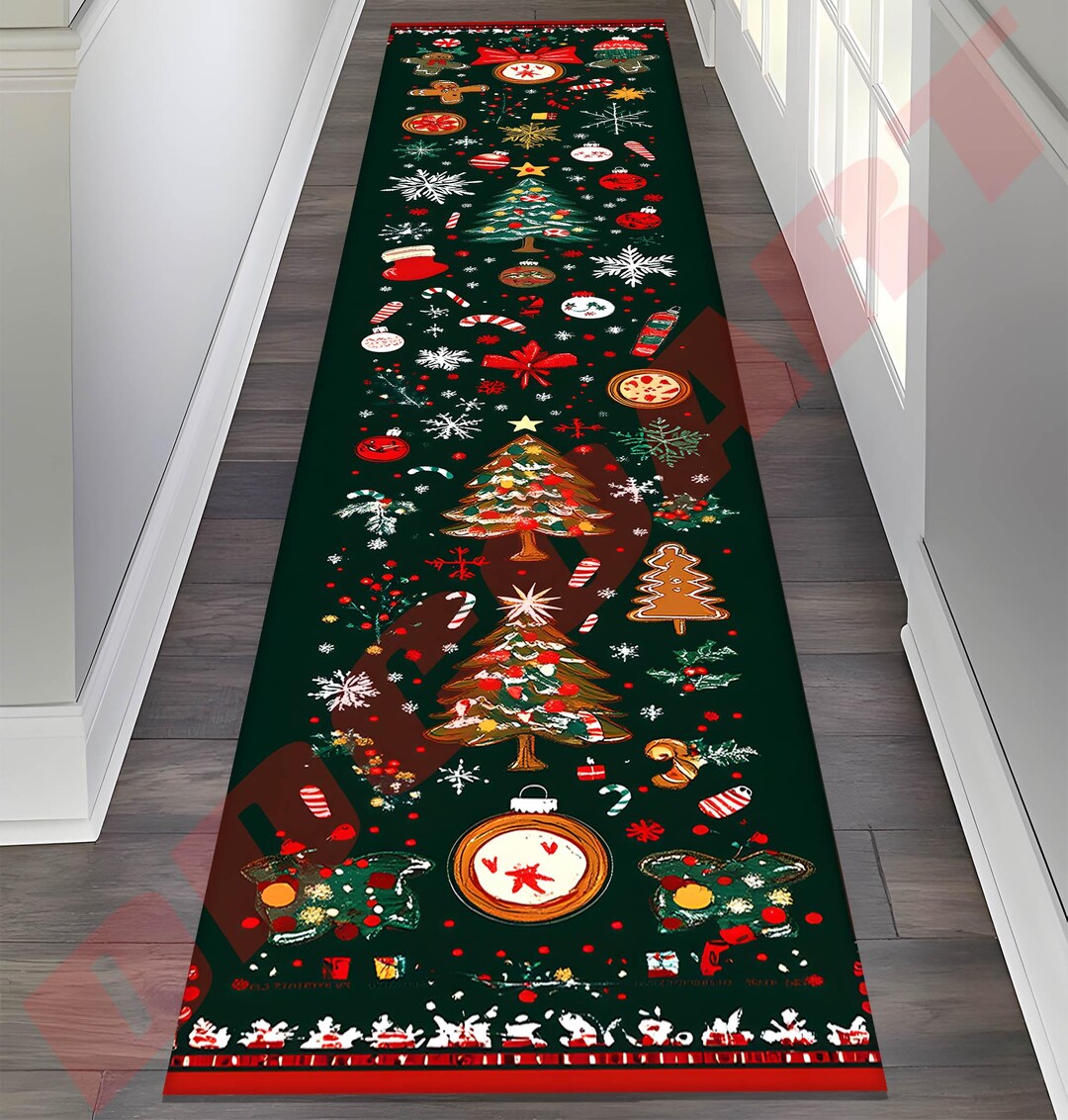 Xmas Hallway Rug, Christmas Runner, Christmas Rug, Christmas Area Rug ...