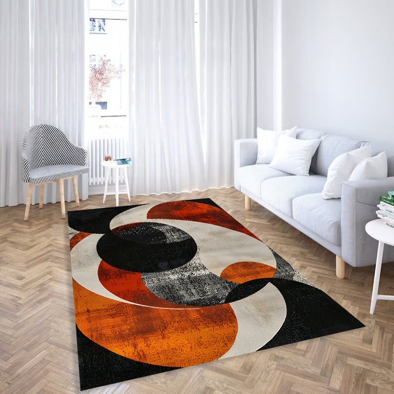 Abstract Minimalist, Modern Rug, Subtle Colorful Area, Rugs for Bedroom ...