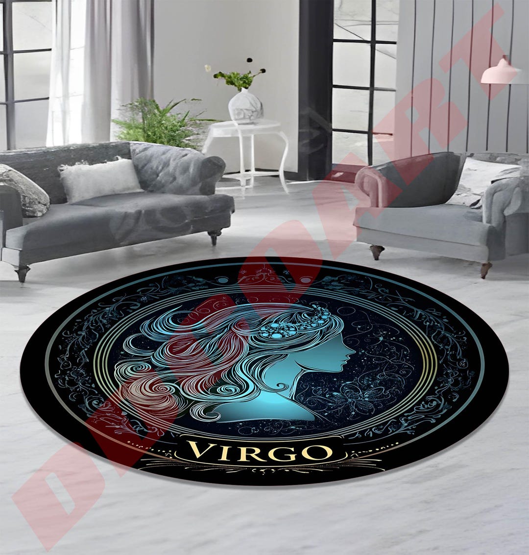 Zodiac Astrology Rug: Round Horoscope Design, Sun Moon Star Decor - Etsy