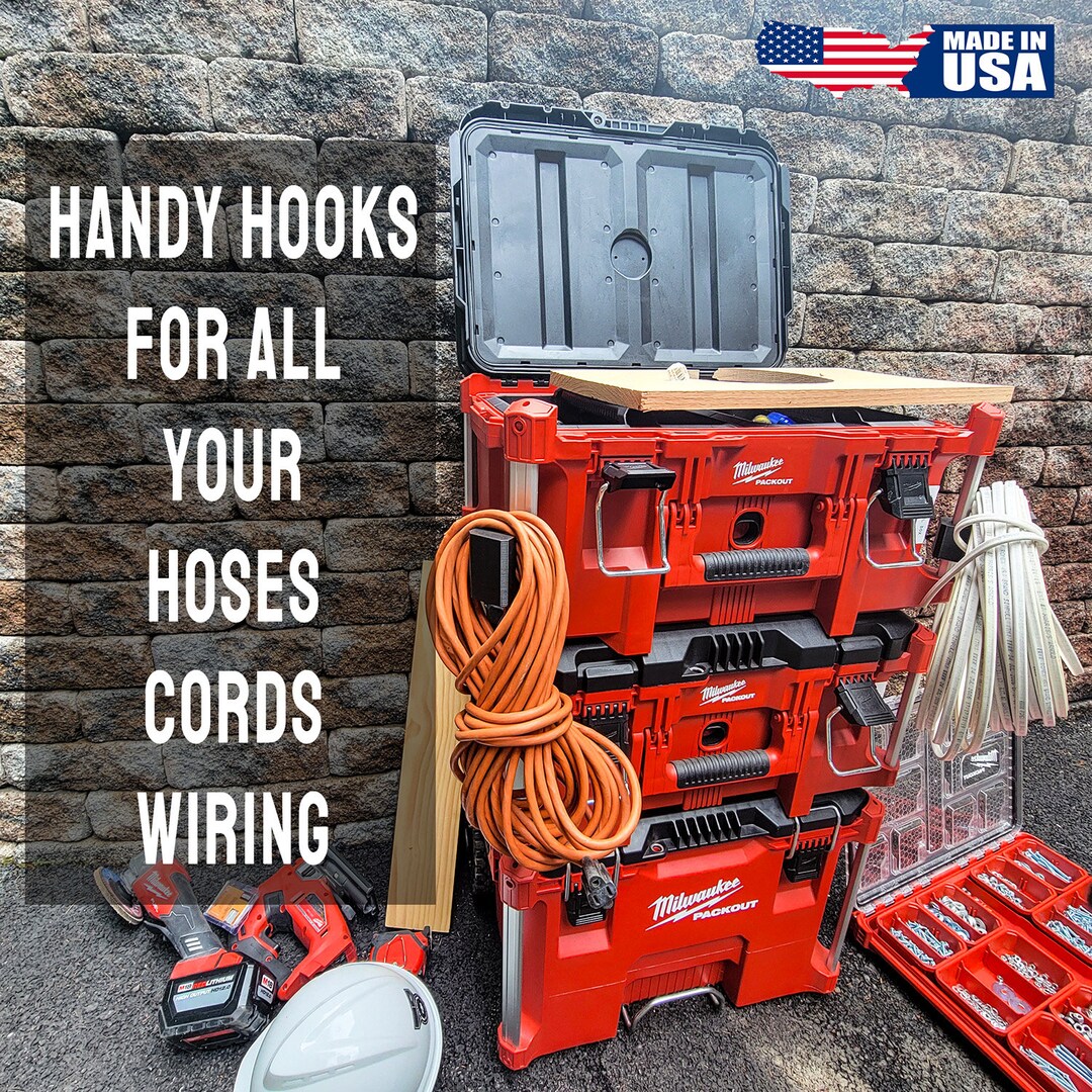 Milwaukee Packout Custom J Hooks 3D Printed to Hold Wiring Tubing Hoses ...