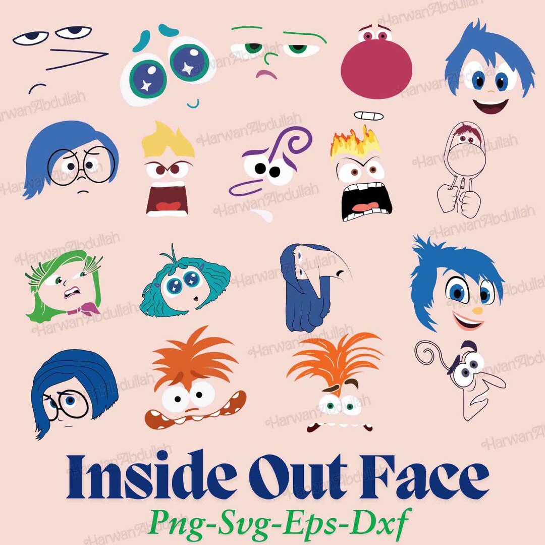 Face Inside Out Png/svg Bundle, Funny Cartoon Inside Out Svg, Face ...