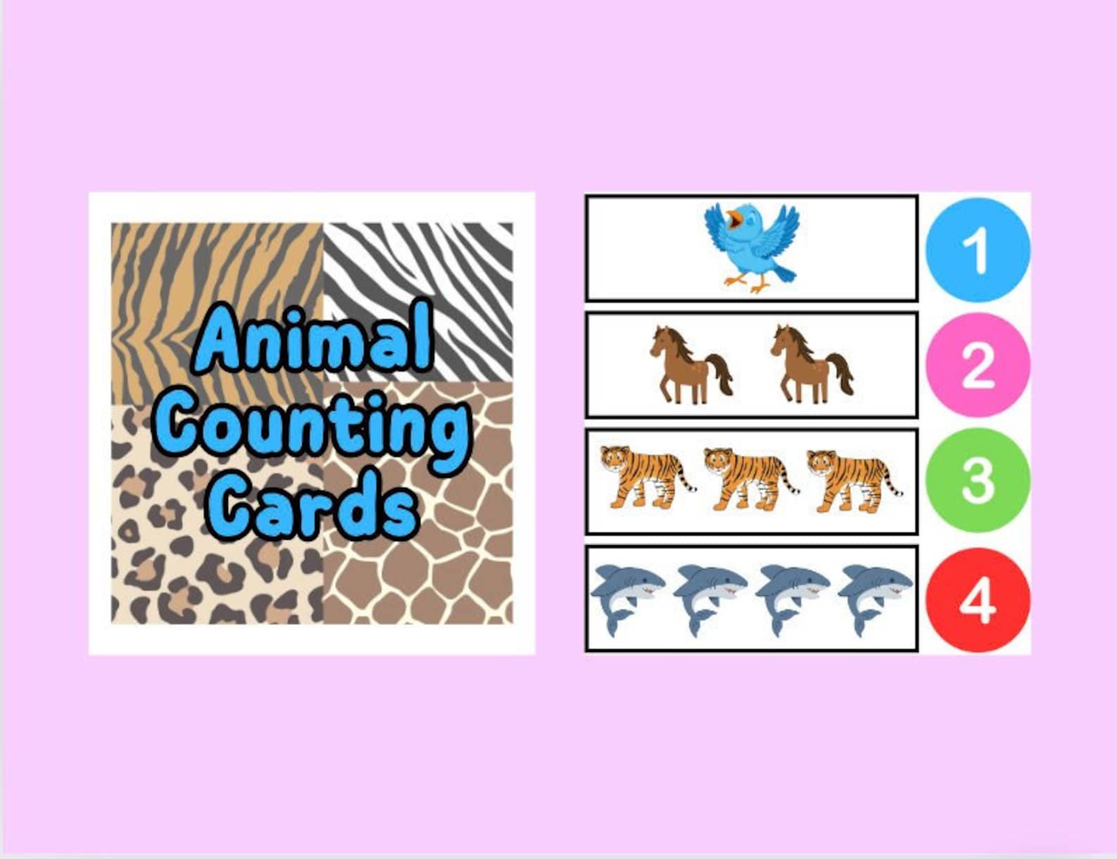 Animal Counting Cards - Etsy
