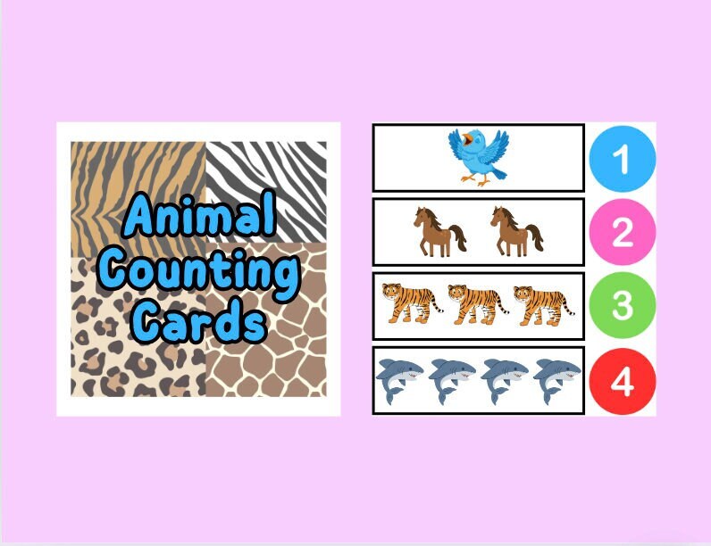 Animal Counting Cards - Etsy