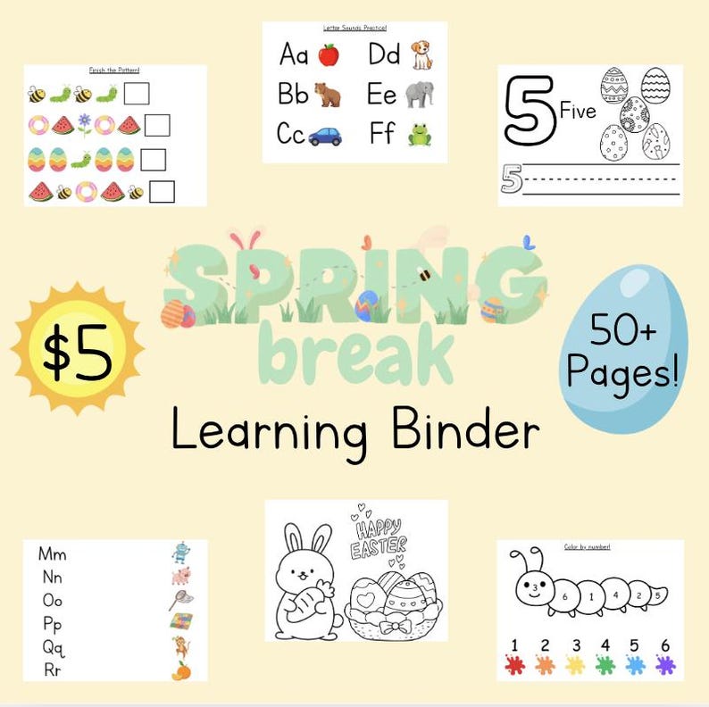 Spring Break Toddler Learning Binder - Etsy