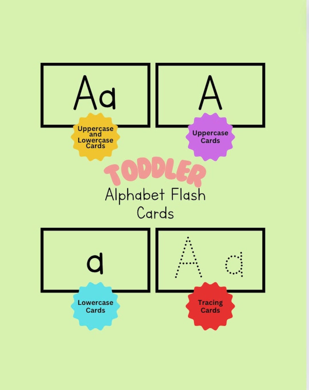 Toddler Alphabet Flash Cards: Uppercase, Lowercase & Tracing (digital ...