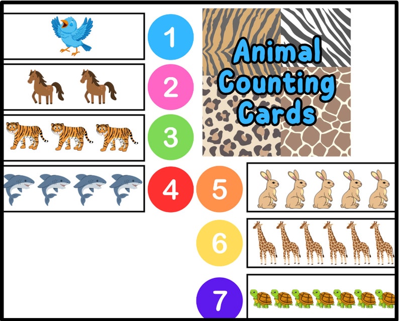 Animal Counting Cards - Etsy