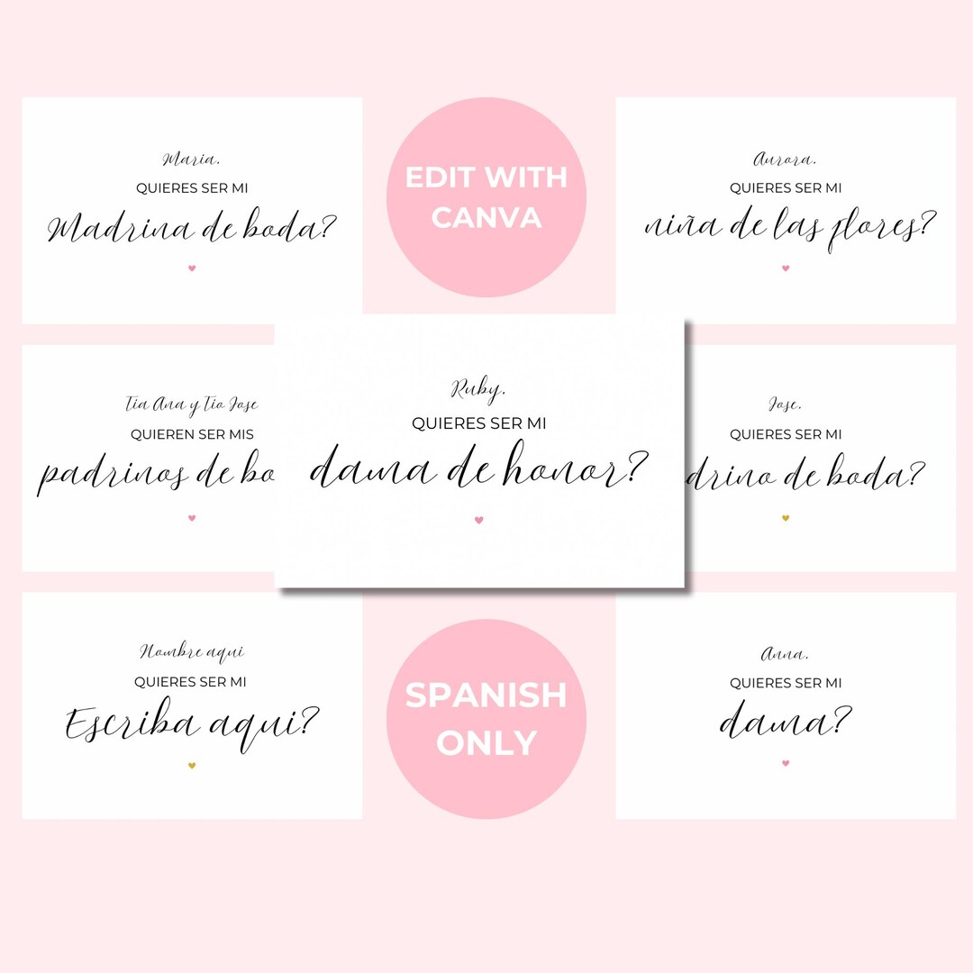 Plantilla Para Boda Spanish Proposal Cards Editable Canva Template for ...