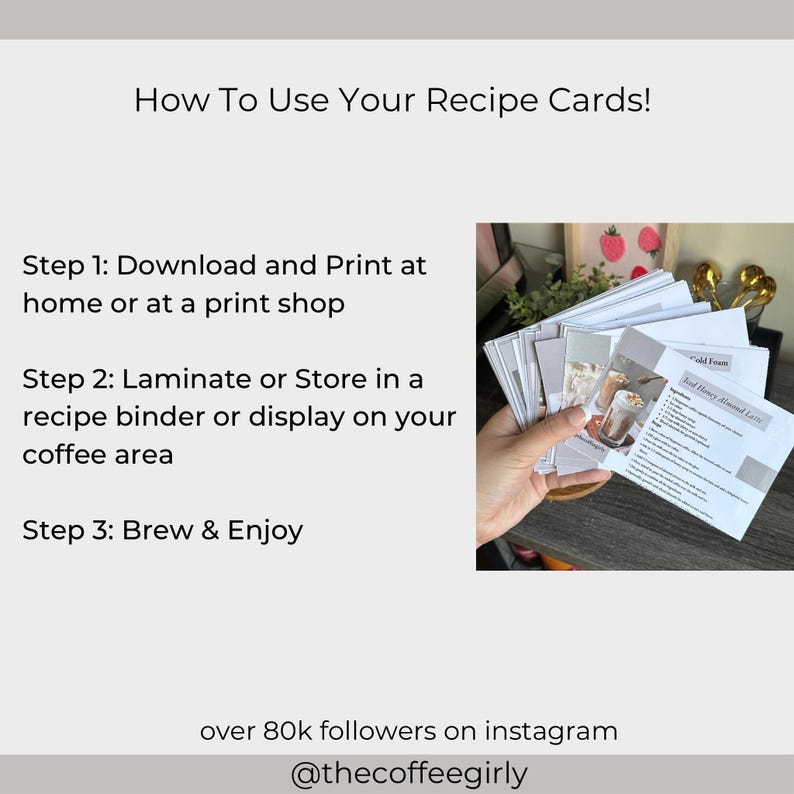 Printable Coffee Recipe Cards Digital Coffee Cards for Coffee Bar ...