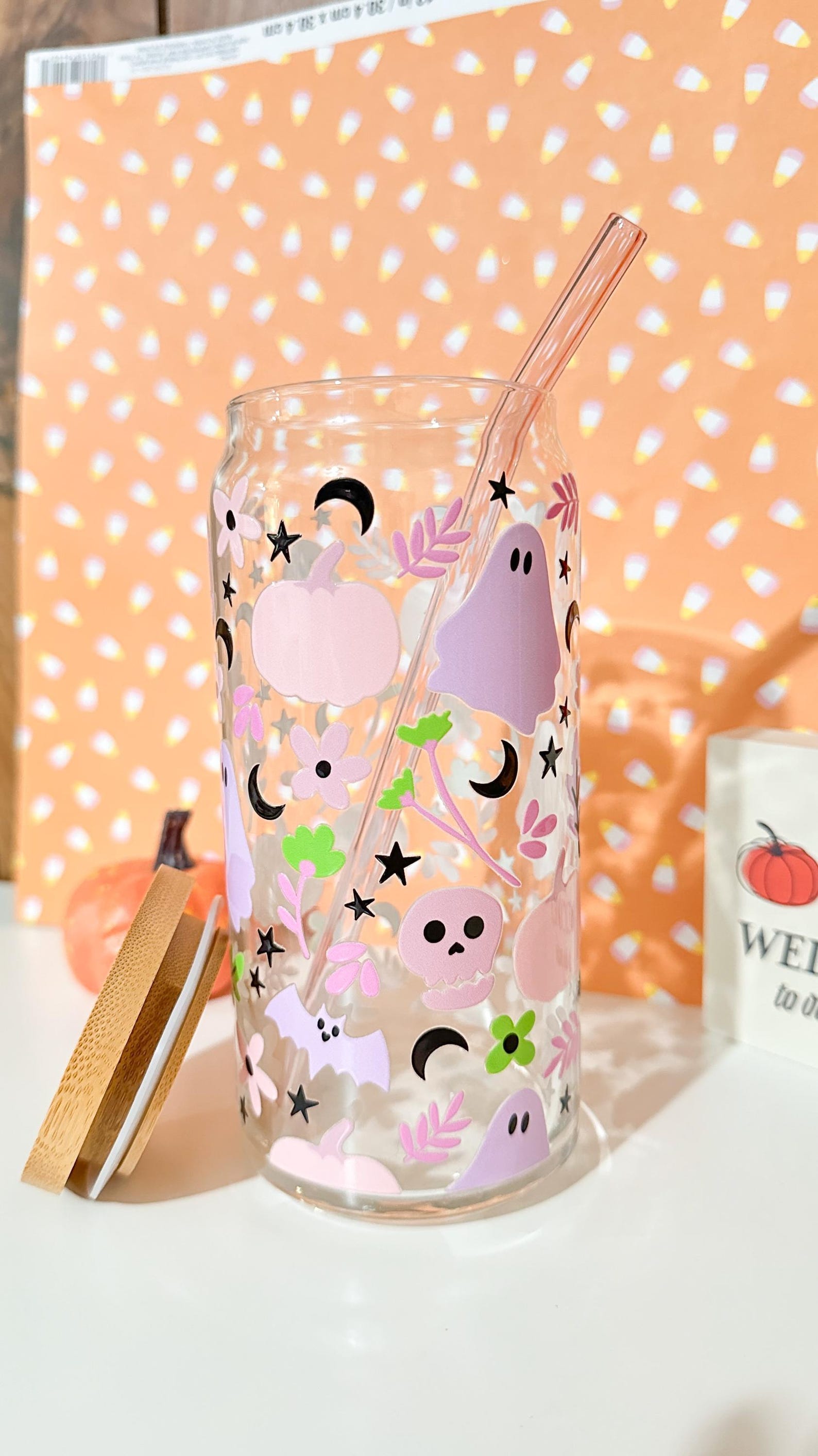 Fall Halloween Cups Halloween Can Shaped Glass Halloween Glass Cup Set ...