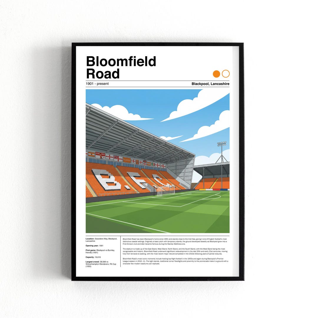 Blackpool Bloomfield Road Stadium Poster - Etsy