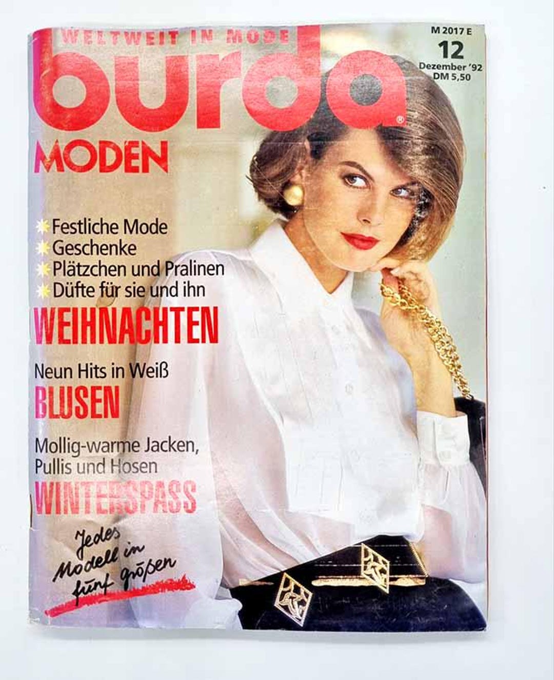 90+ Patterns, 12/1992 Burda Moden December Vintage Fashion Magazine ...