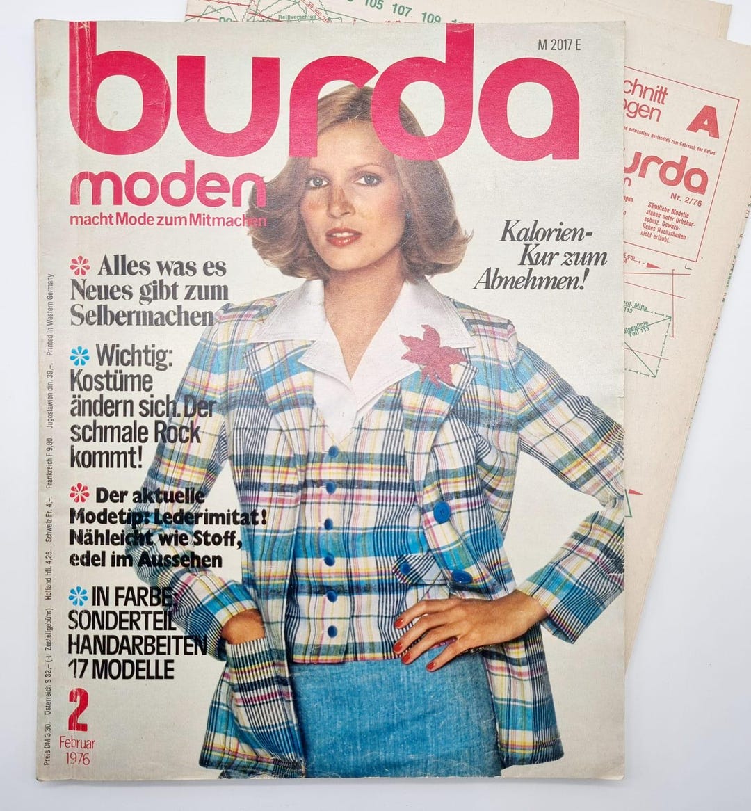 Vintage Magazine Burda Moden 2 / 1976 February Winter Edition Sewing ...