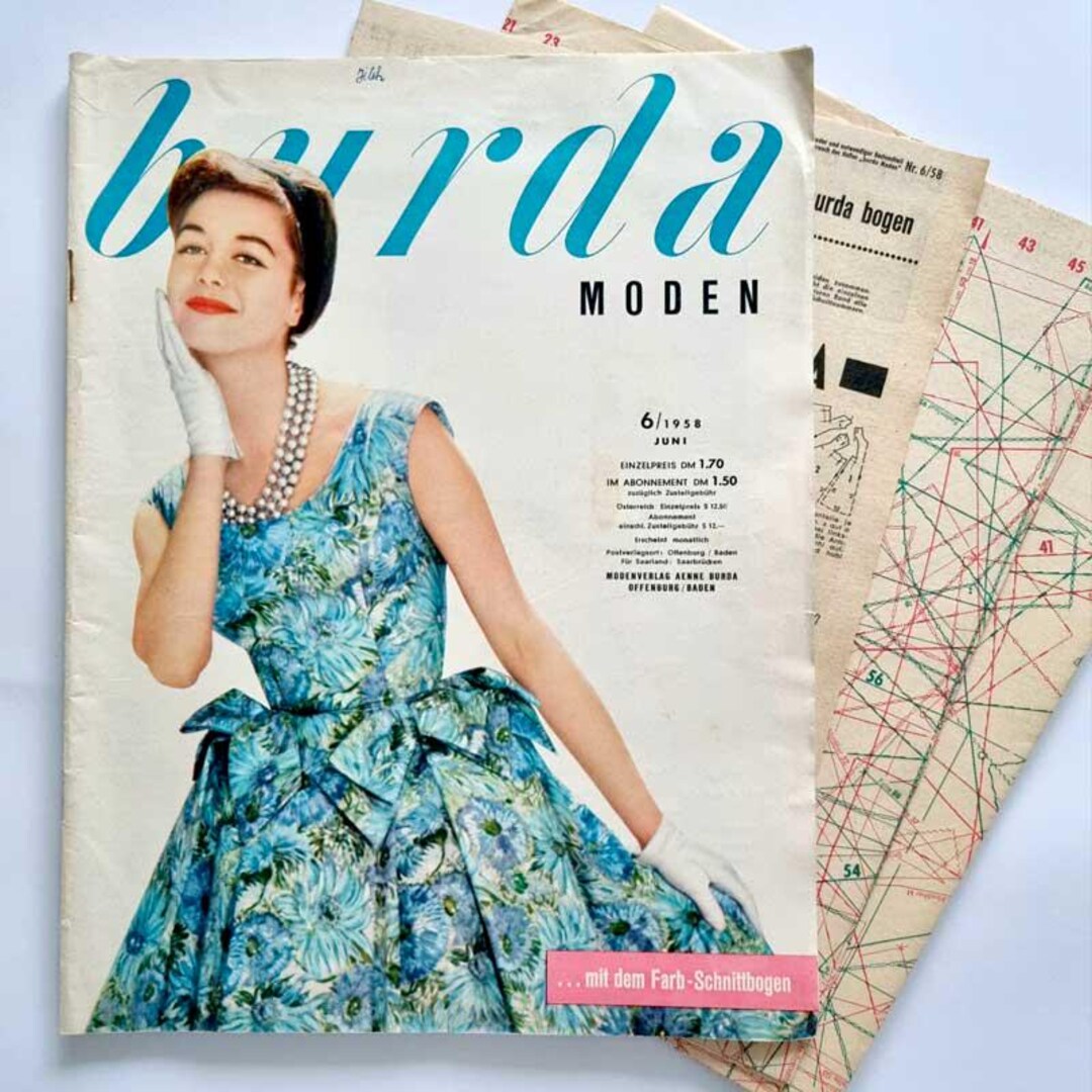 70+ Patterns, 6/1958 Burda Moden June Vintage Fashion Magazine, Sewing ...