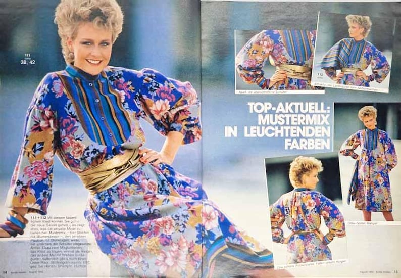 65+ Patterns, 8/1982 Burda Moden August Vintage Fashion Magazine ...