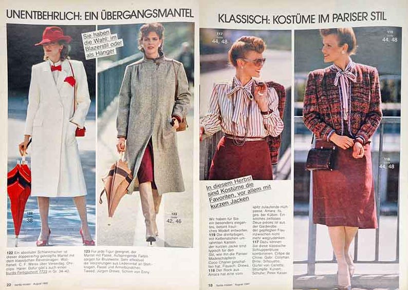 65+ Patterns, 8/1982 Burda Moden August Vintage Fashion Magazine ...