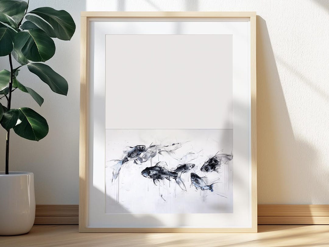 Minimal Fish Wall Art - Delicate Aquarium Print - Elegant Goldfish ...