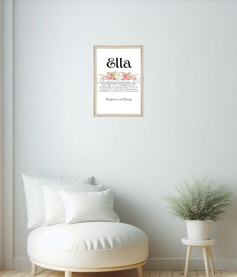 Ella Name Art Meaning Printable With Floral Design, Ella Digital ...