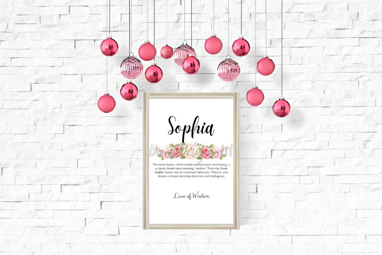Sophia Name Art Meaning Printable With Floral Design, Sophia Digital ...