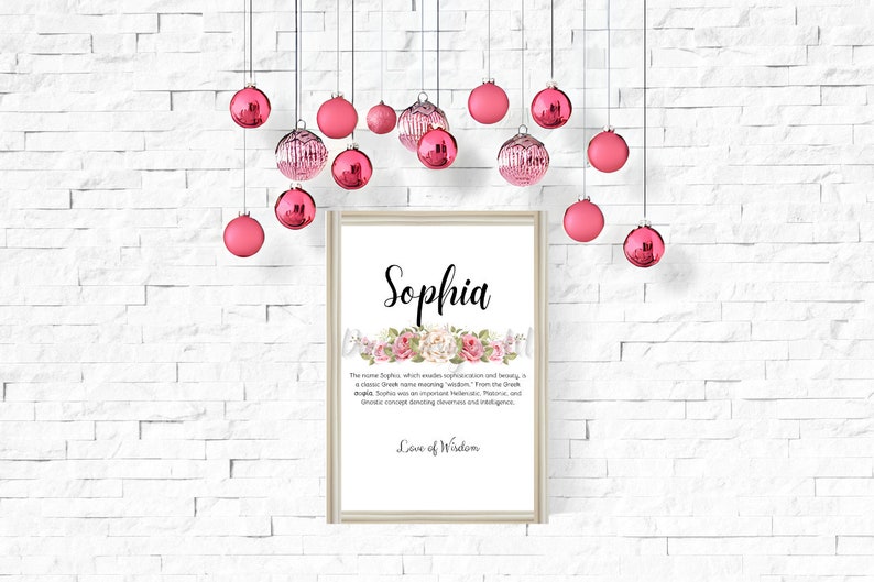 Sophia Name Art Meaning Printable With Floral Design, Sophia Digital ...
