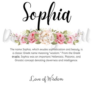 Sophia Name Art Meaning Printable With Floral Design, Sophia Digital ...