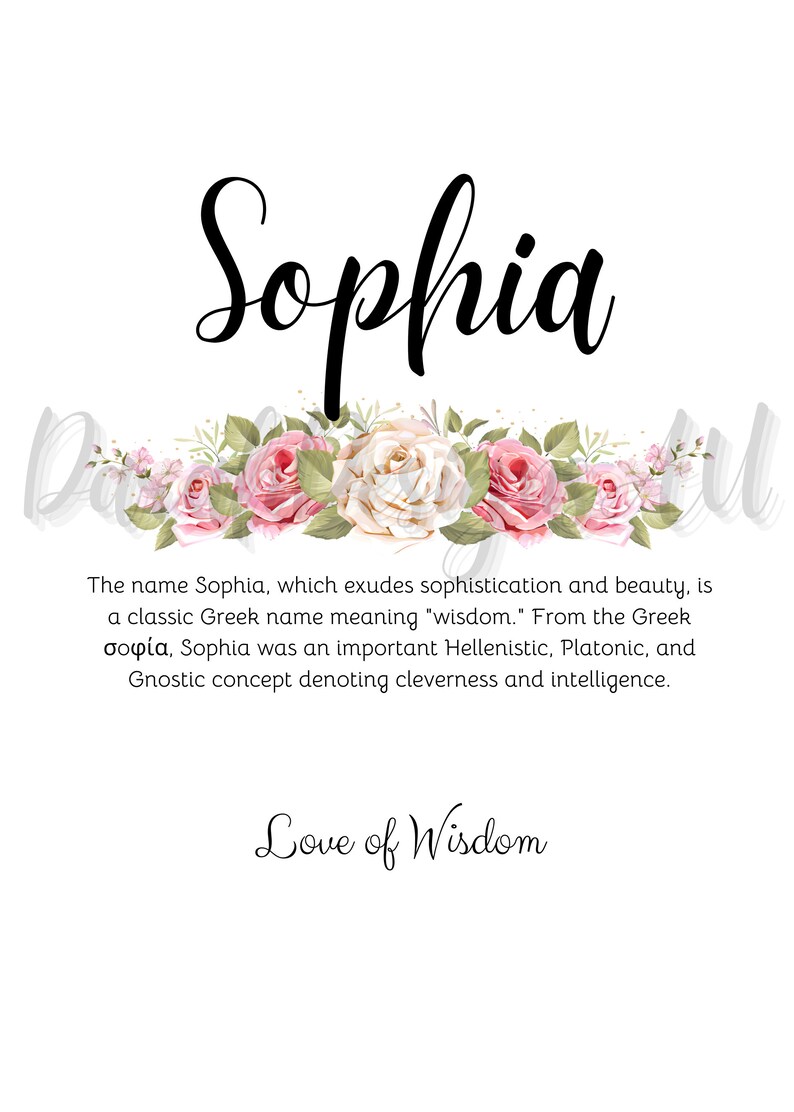 Sophia Name Art Meaning Printable With Floral Design, Sophia Digital ...