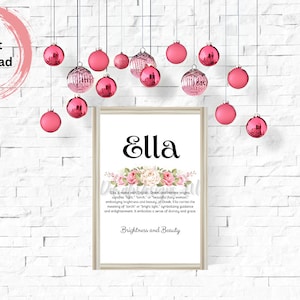 Ella Name Art Meaning Printable With Floral Design, Ella Digital ...