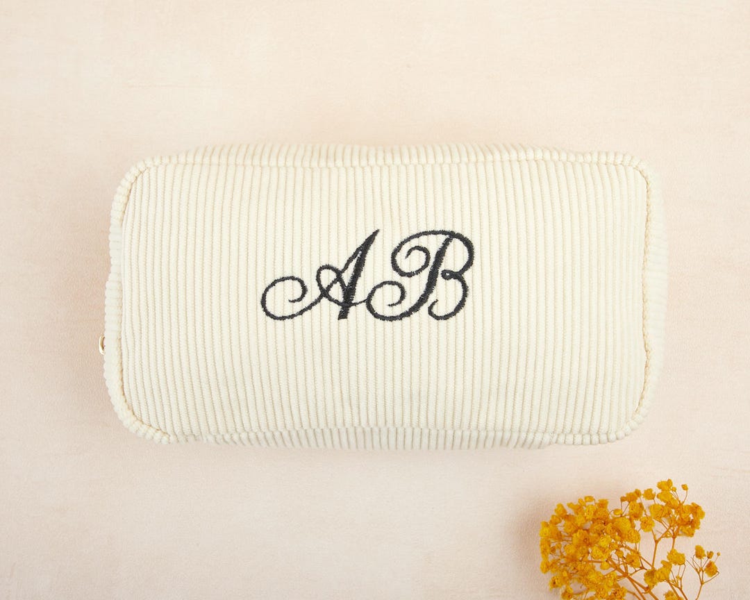Monogramed Makeup Bag, Personalized Toiletry Pouch, Embroidered ...