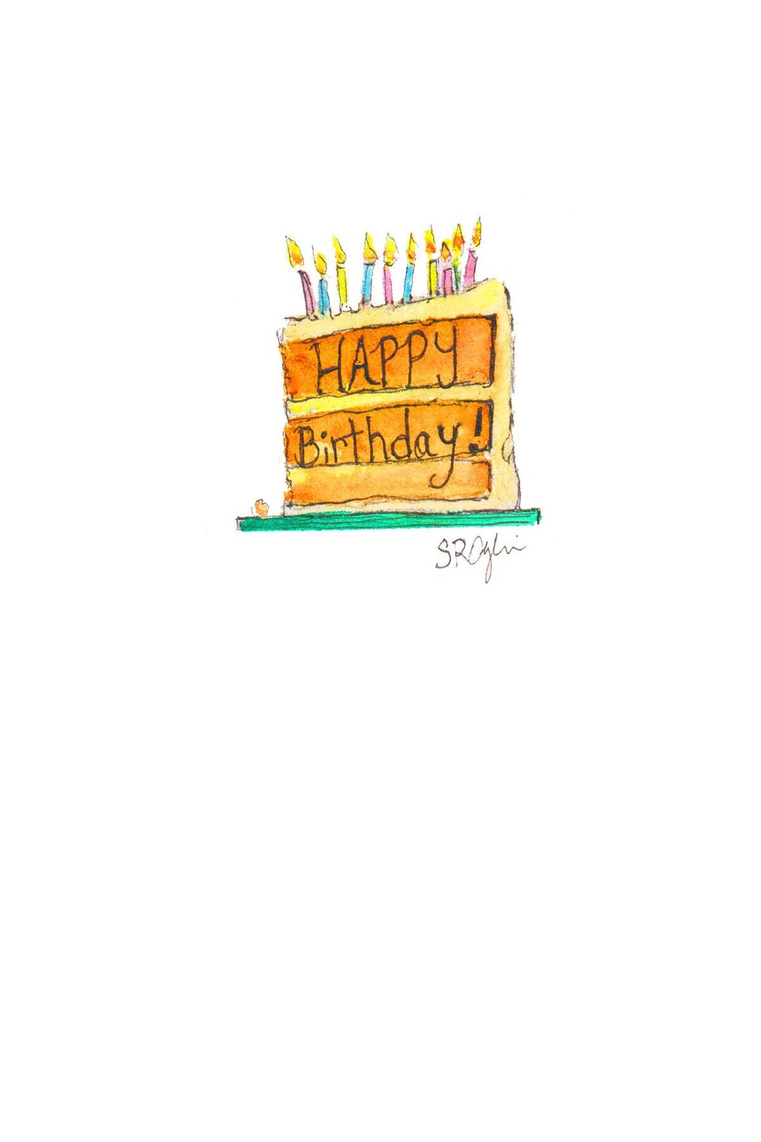 Birthday Cake, Happy Birthday Notecard, Bright, Colorful, Happy ...
