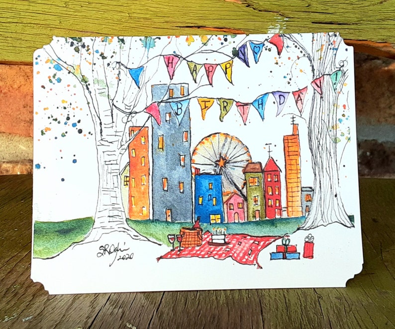 Happy Birthday, City Style, Single Notecard - Etsy