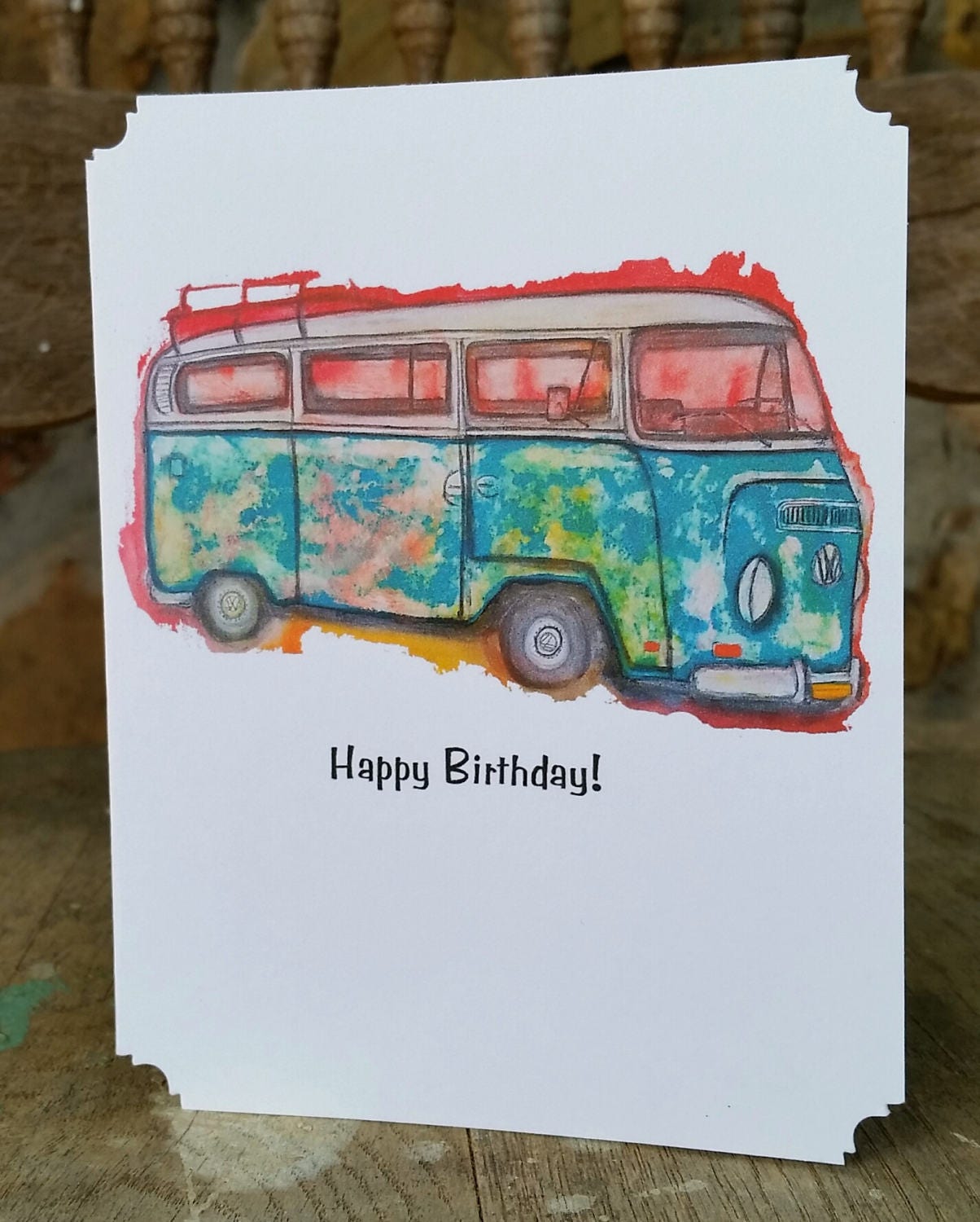 Happy Birthday VW Van, or All Occasion, See Photos, 4 X 6, Blank Inside ...
