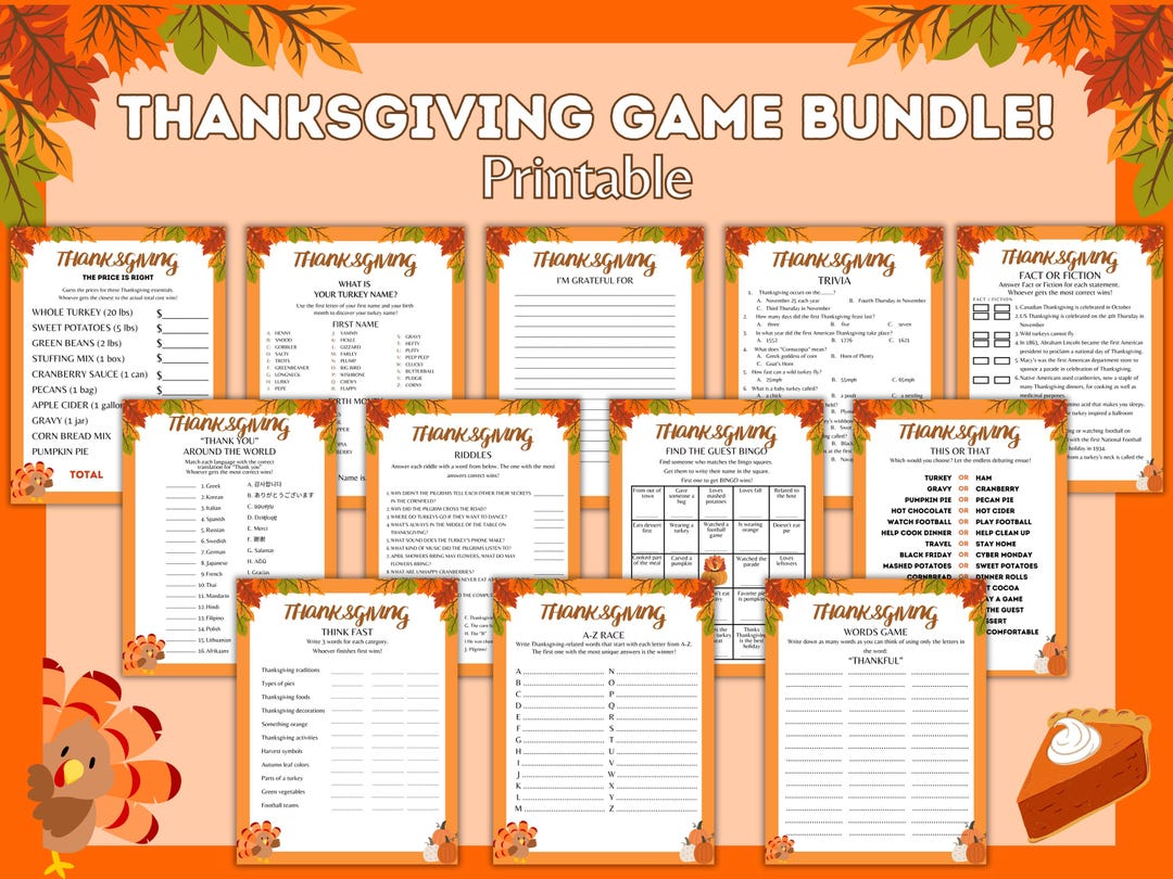 Thanksgiving Activity Sheets, Thanksgiving Printable Game, Thanksgiving ...