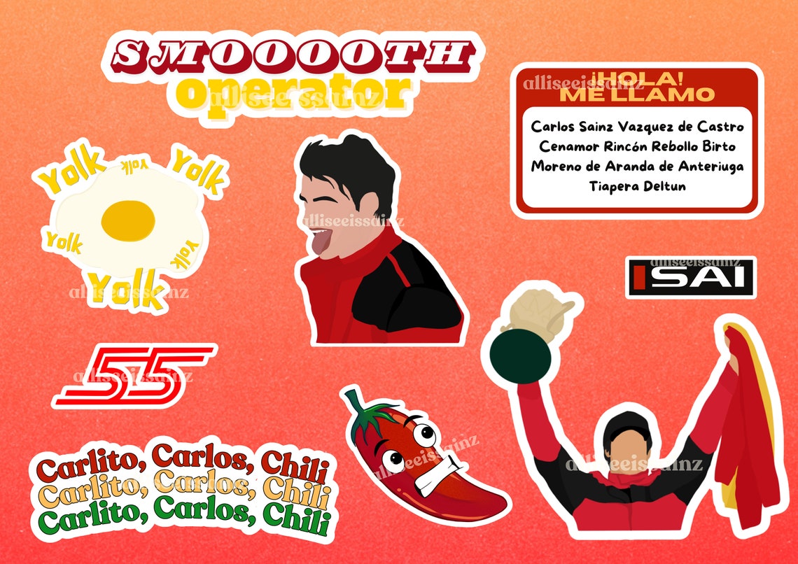 Carlos Sainz Sticker Pack - Etsy