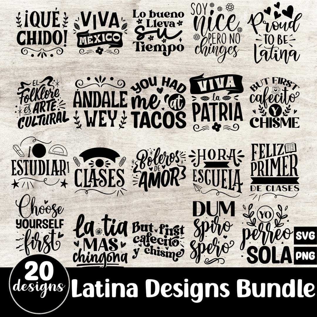 20 Latina SVG Design Bundle, Chingona Svg, Reyna Svg, Latina Png ...