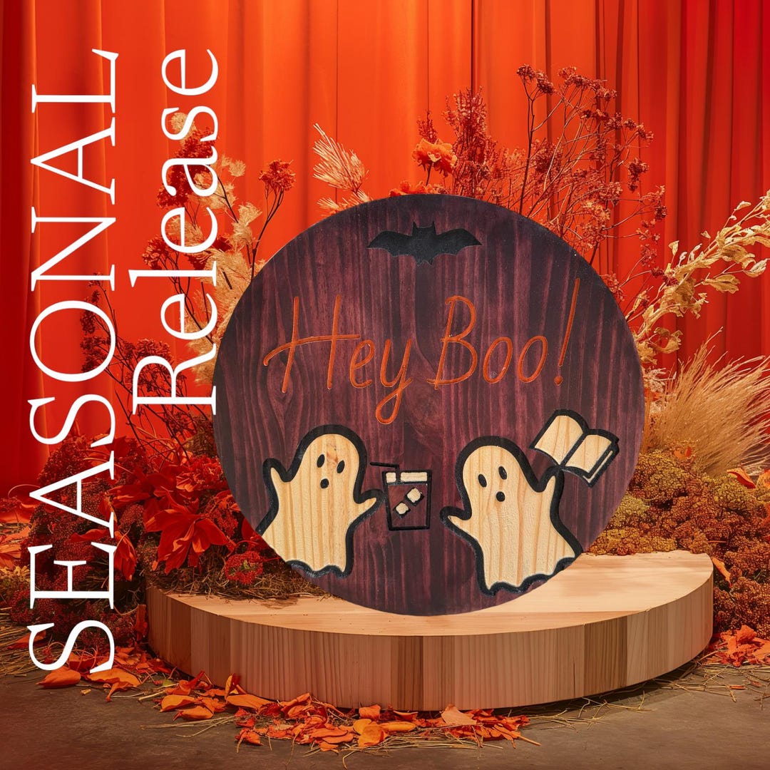 Hey Boo Hanging Door Sign Carved Wood Welcome Signage Seasonal ...