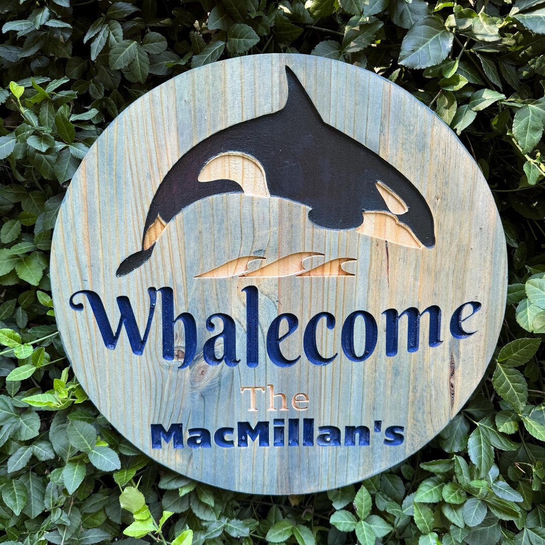 Personalized Wooden Welcome Sign Whalecome Customizable Hanging Sign ...