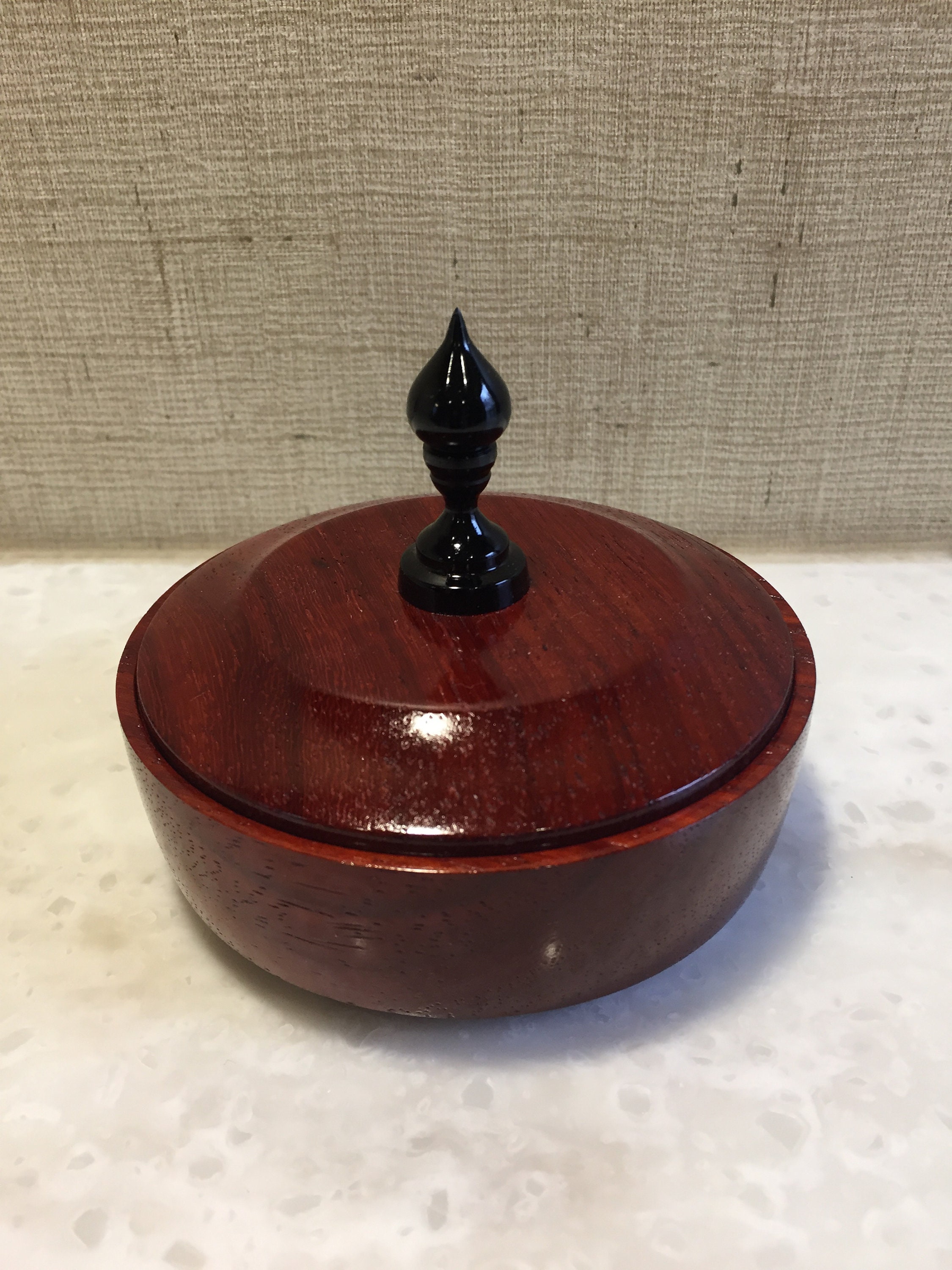 African Padauk Lidded Box With Ebony Finial - Etsy