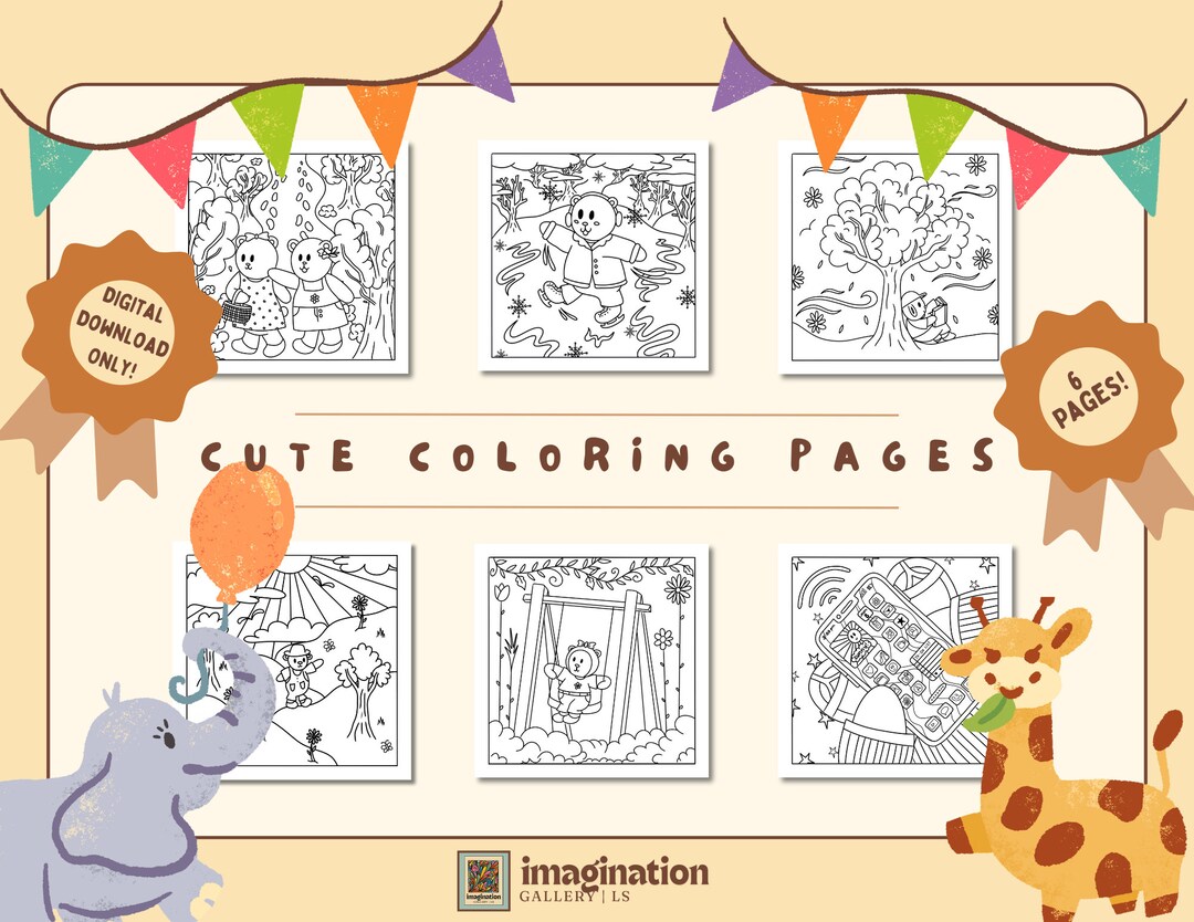 6 Cute Coloring Pages for Kids & Adults | Animal Coloring Books for ...
