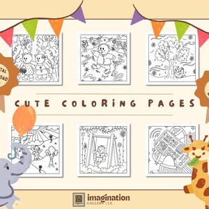 6 Cute Coloring Pages for Kids & Adults | Animal Coloring Books for ...