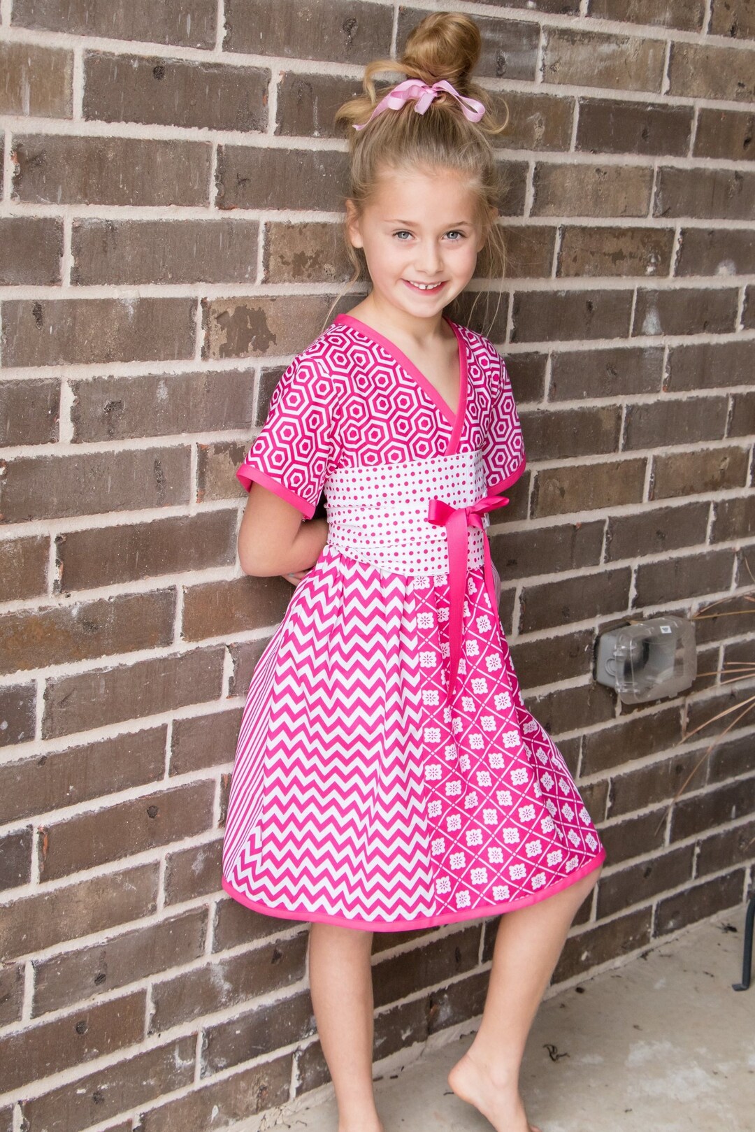 Kimono Inspired Pink Prints Easter Dress, Photo Shoots, Birthdays ...