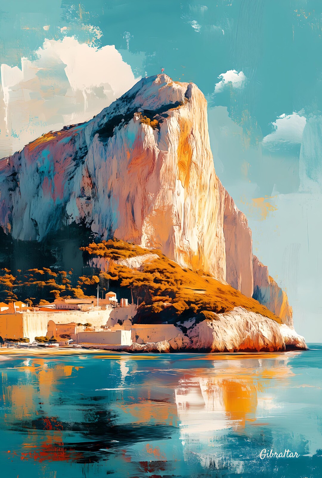 Framed Gibraltar Print – Rock of Gibraltar Wall Art Poster, Seascape ...