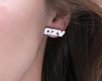 Word earrings Earrings with Two Letters made to Sterling | Etsy