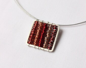 Necklace Tangle square Red are made Sterling silver and | Etsy