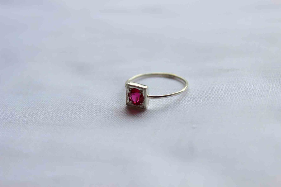 July Birthstone Ruby ring Little Stacking ring Round Stone | Etsy