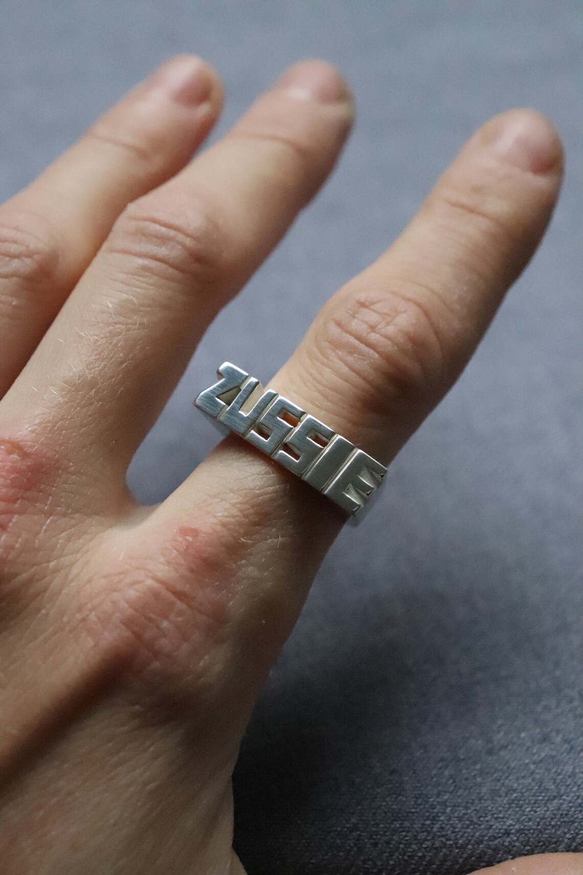 Word Personal Ring Sterling Silver Signet Ring Name Ring - Etsy